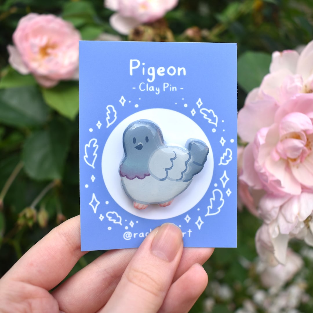 Handmade Pigeon Clay Pin - Etsy