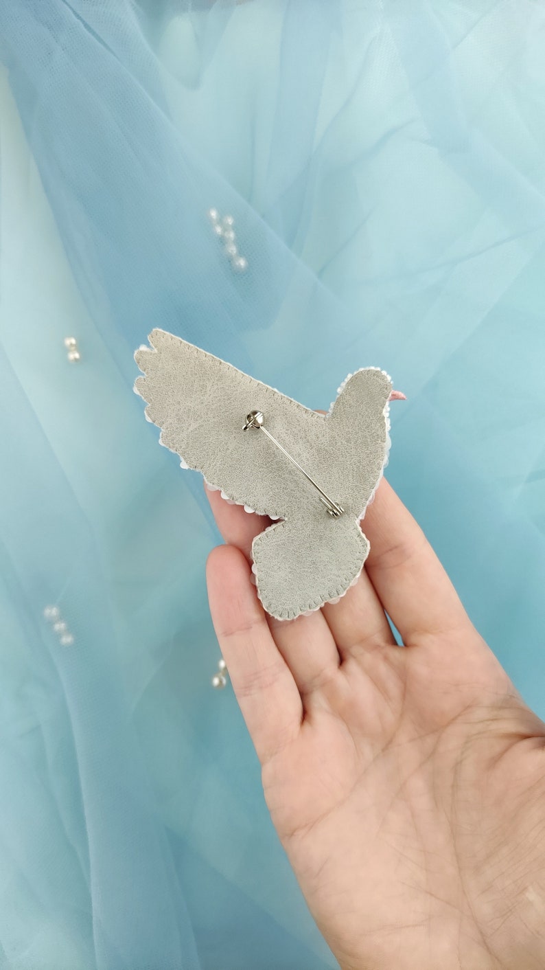 The Dove Wedding Brooch, Embroidered Pigeon Brooch, Beaded White Bird ...