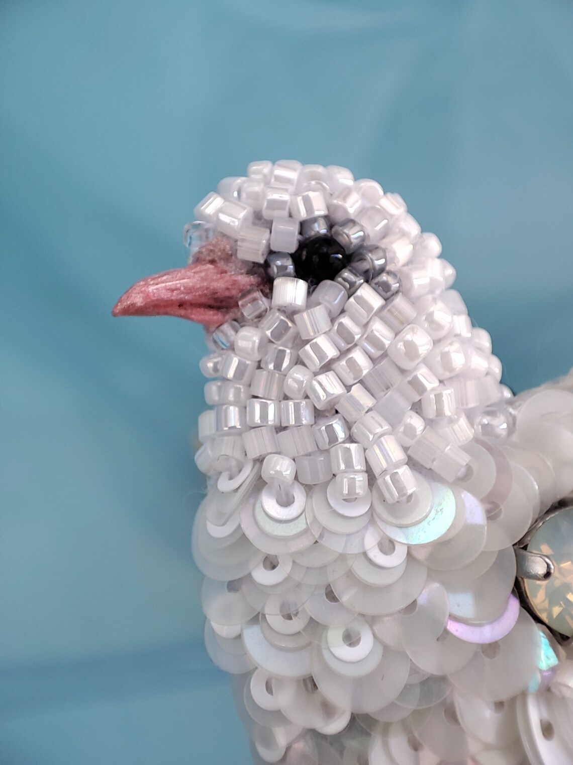 The Dove Wedding Brooch, Embroidered Pigeon Brooch, Beaded White Bird ...