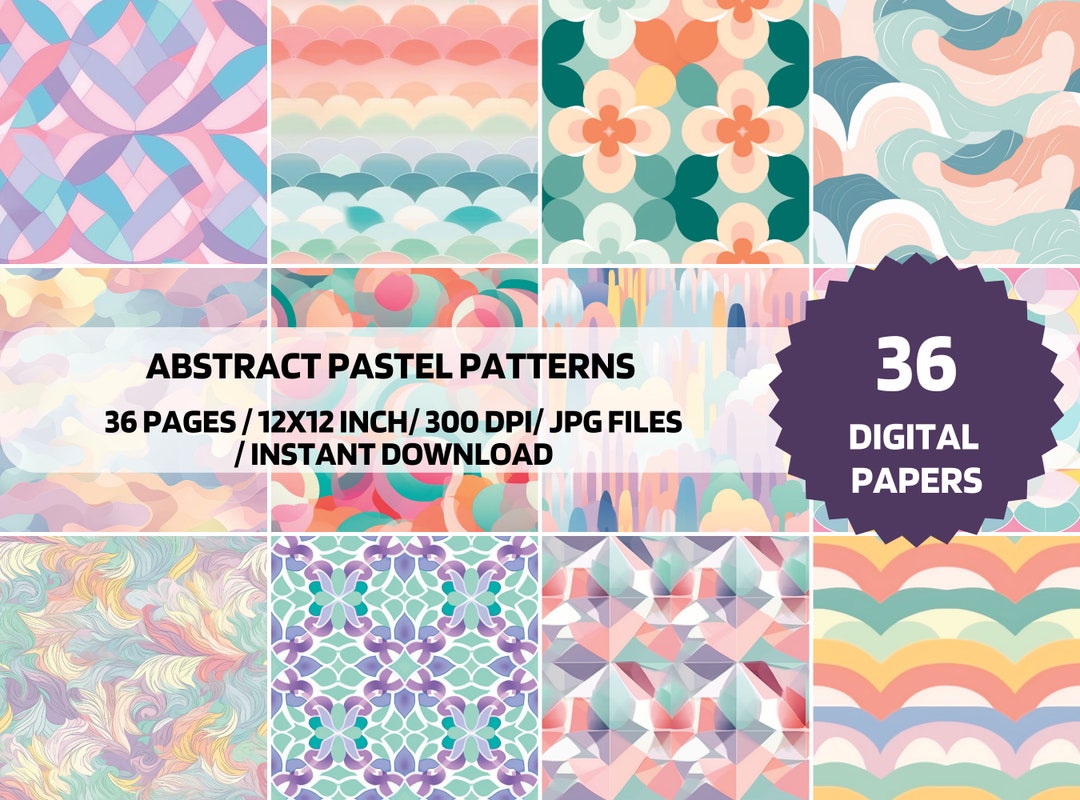 Abstract Pastel Pattern Digital Paper, Abstract Pastel Seamless Pattern ...