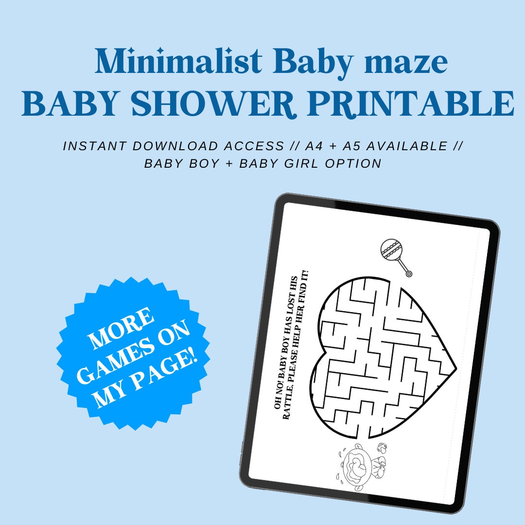 Bbay Shower Game Baby Maze Game Baby Shower Maze Game Baby Shower Sheet ...