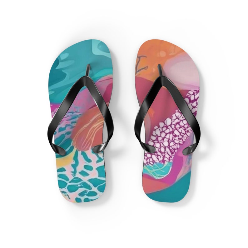 Boho-inspired Vibrant Abstract Art Flip Flops Modern Boho - Etsy
