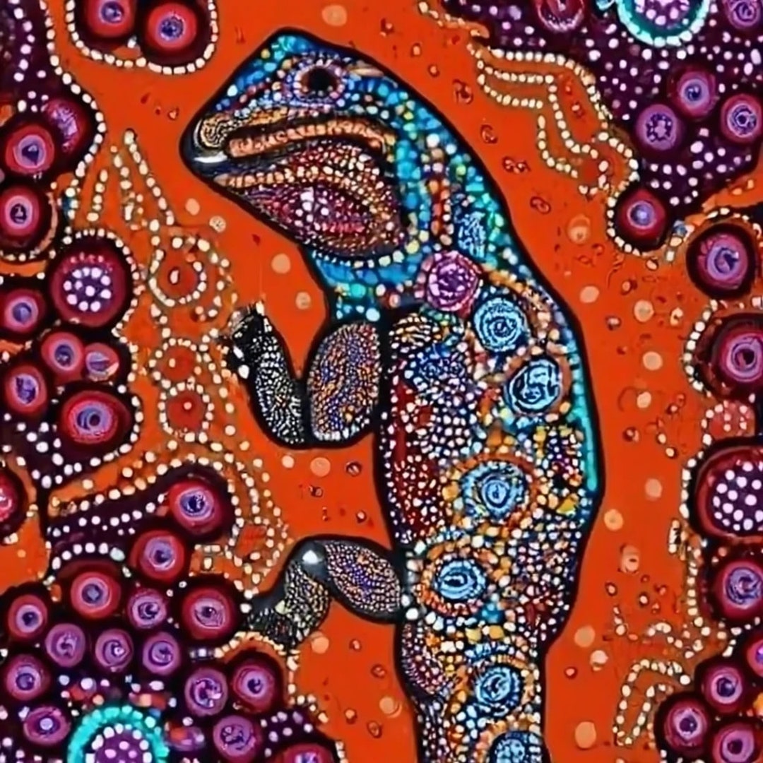 Goanna Aboriginal Dot Art - Instant Download - Australian Reptile Decor ...