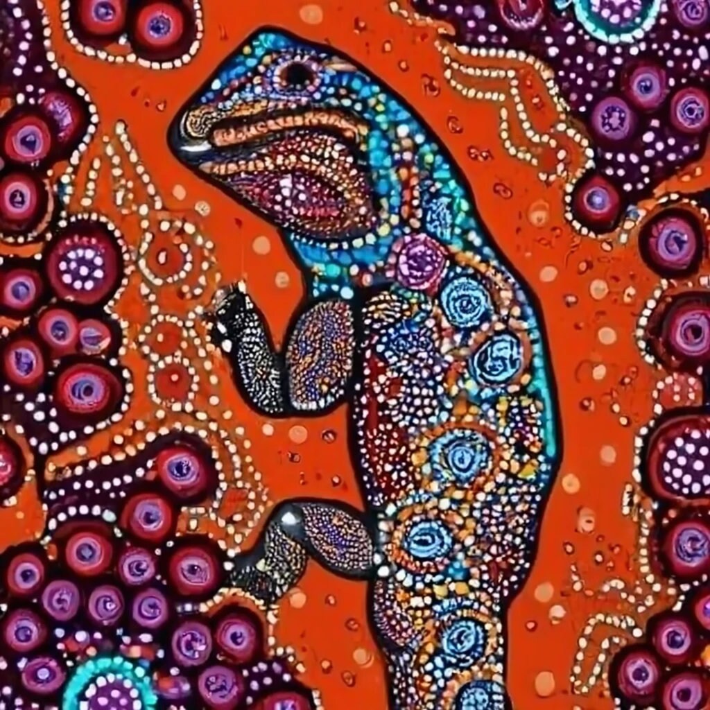 Goanna Aboriginal Dot Art - Instant Download - Australian Reptile Decor ...