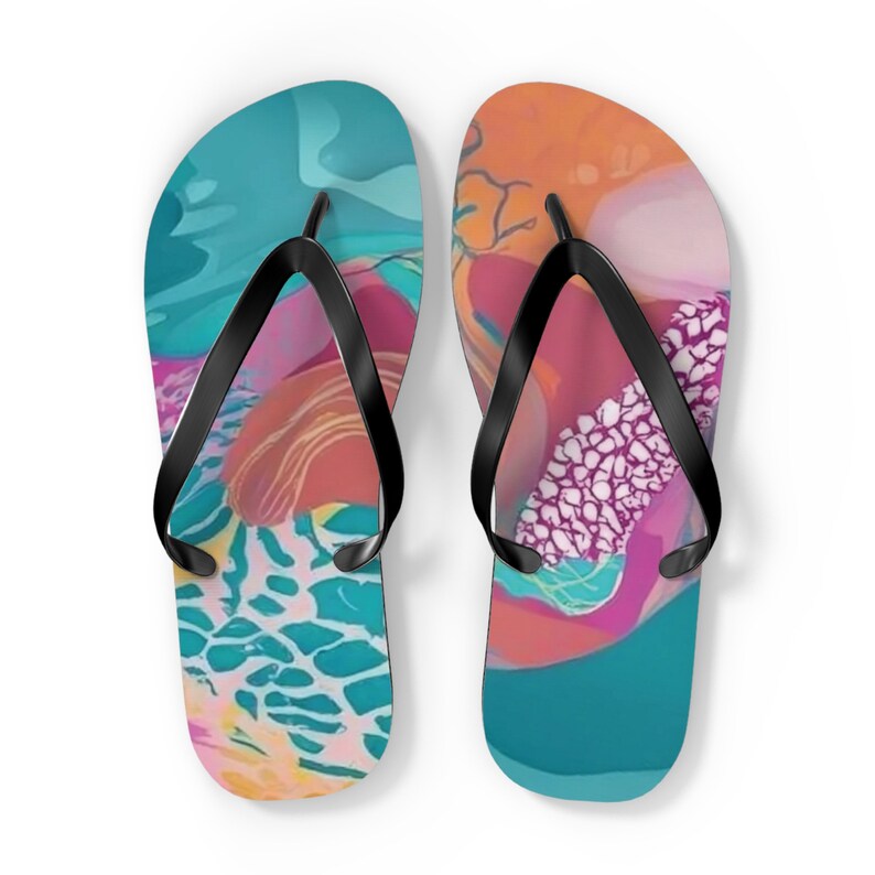 Boho-inspired Vibrant Abstract Art Flip Flops Modern Boho - Etsy