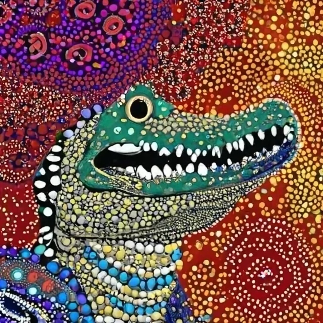 Digital Crocodile Dot Art Print - Australian Indigenous Wildlife Decor ...