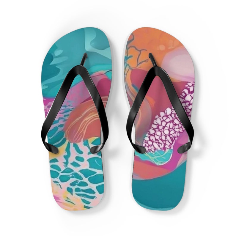 Boho-inspired Vibrant Abstract Art Flip Flops Modern Boho - Etsy