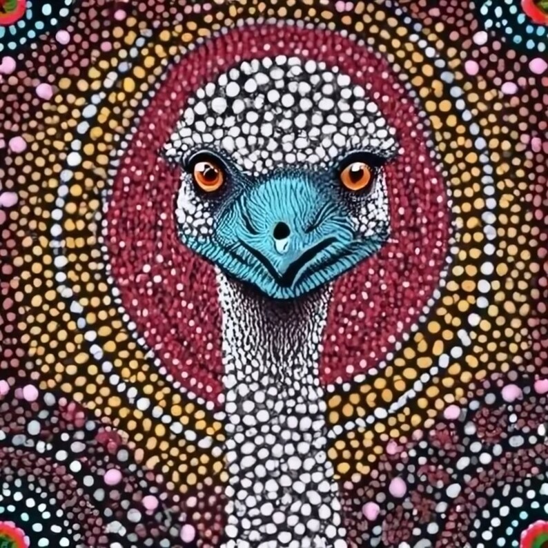 Australian Emu Dot Art Print Digital Download Aboriginal Wildlife Decor ...