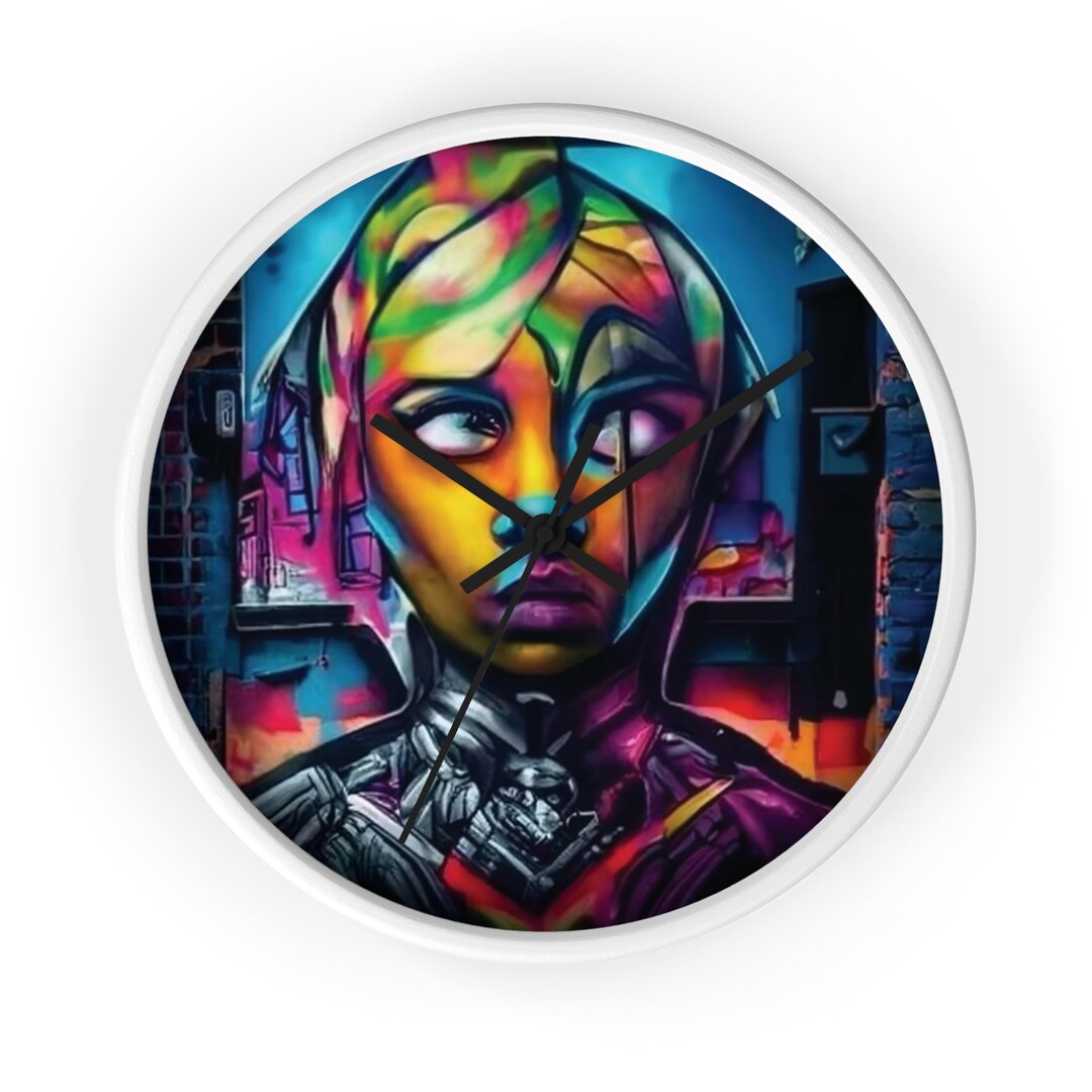 Space Girl Graffiti Wall Clock - Etsy