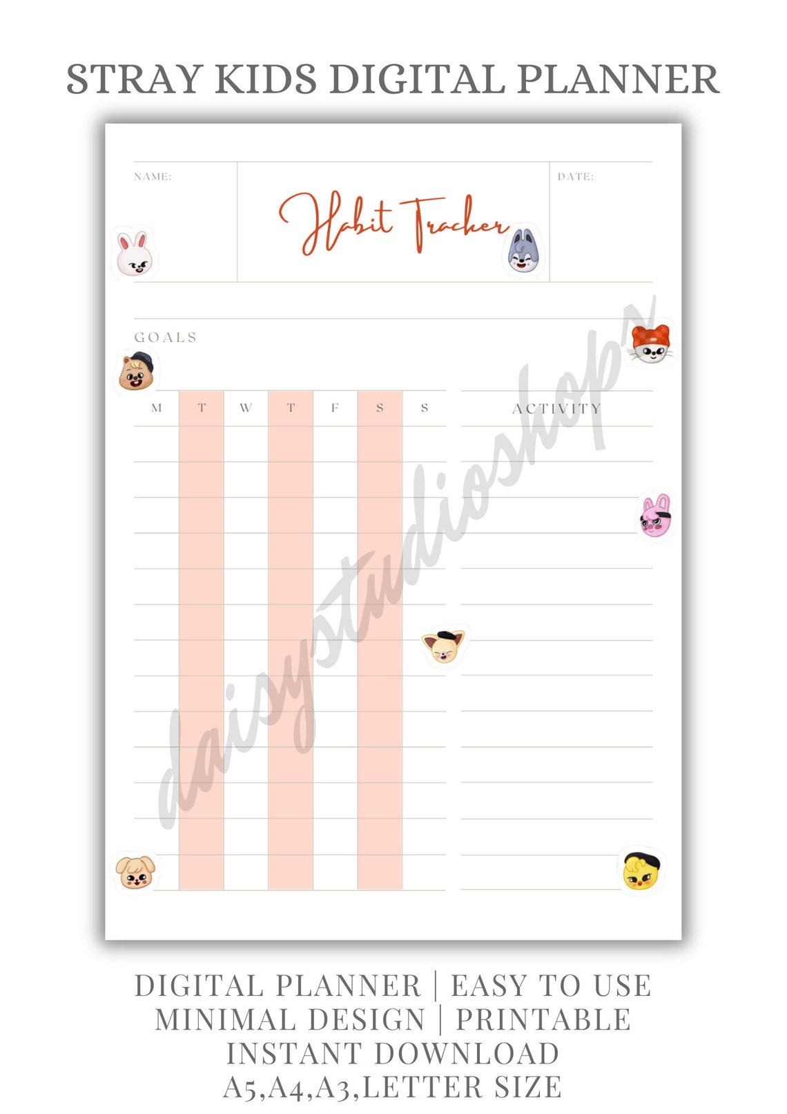 Stray Kids Digital Planner, SKZOO Theme, Undated (digital Download) - Etsy