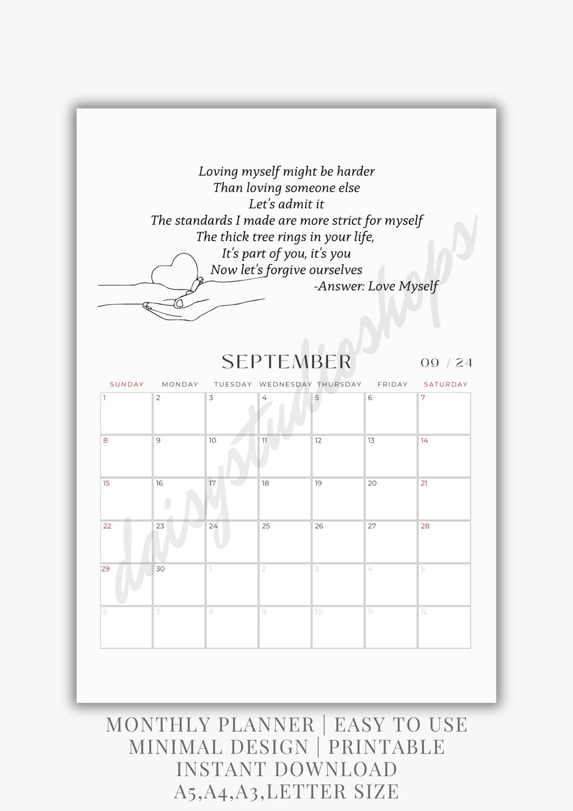 BTS 2024 Calendar With Song Lyrics, Digital Planner Bundle, Monthly ...