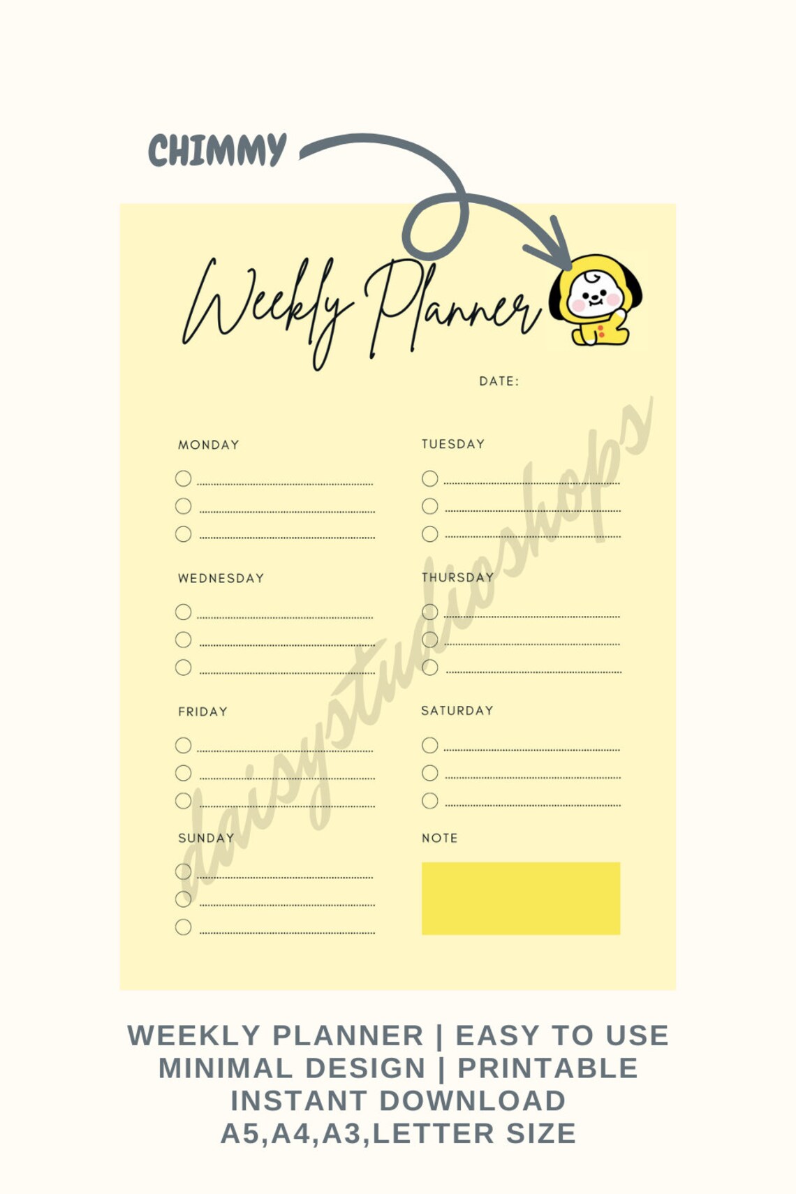 BT21 Weekly Planner BTS Weekly Planner Planner Bundle - Etsy