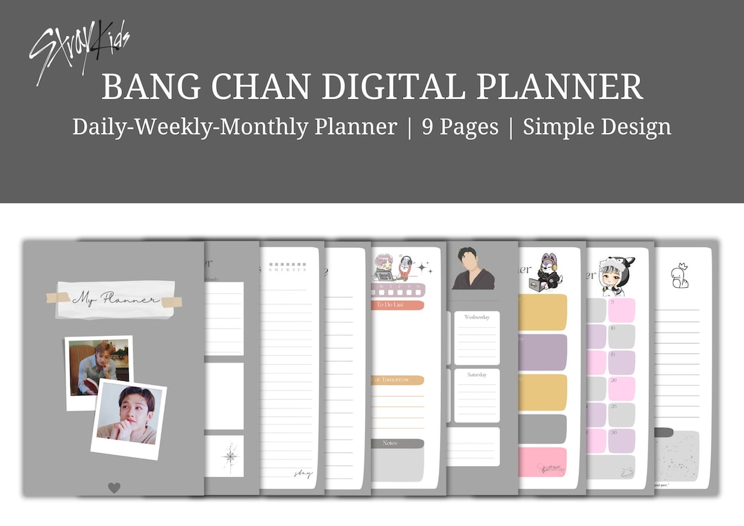Stray Kids Bang Chan Digital Planner, Weekly Daily Monthly Planner, SKZ ...