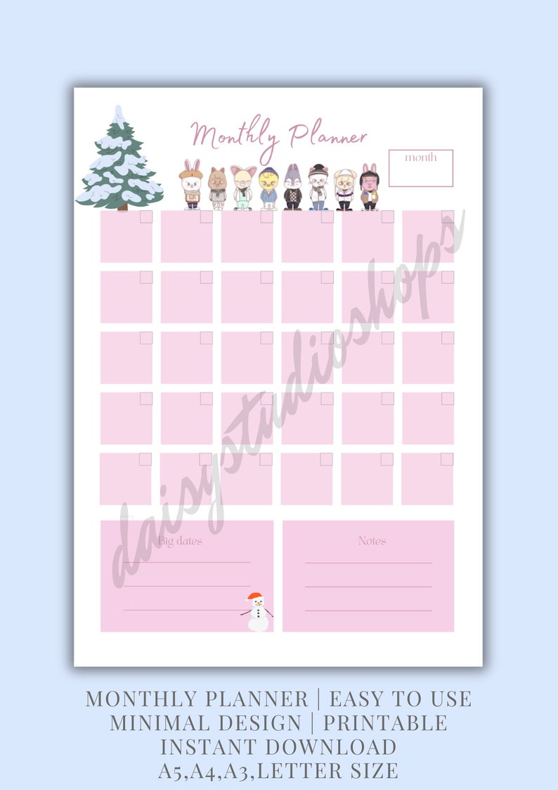 Stray Kids Digital Planner, Winter Theme, SKZOO (printable) - Etsy