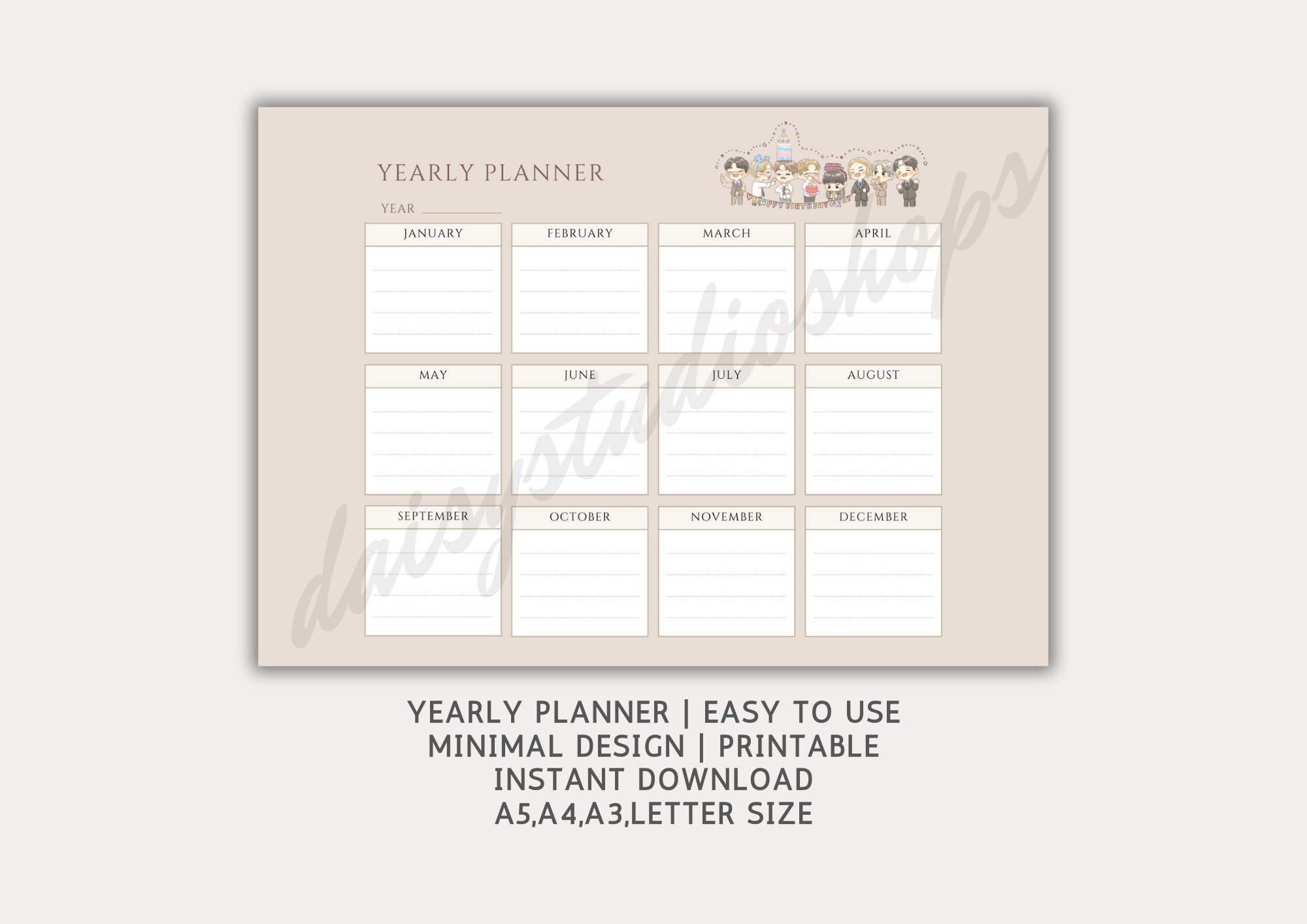 Stray Kids Digital Planner, SKZ Undated Planner, Sticker Sheet ...