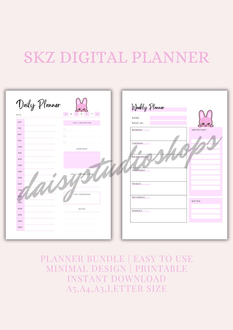 Stray Kids Digital Planner, Weekly Daily SKZOO Theme (digital Download ...