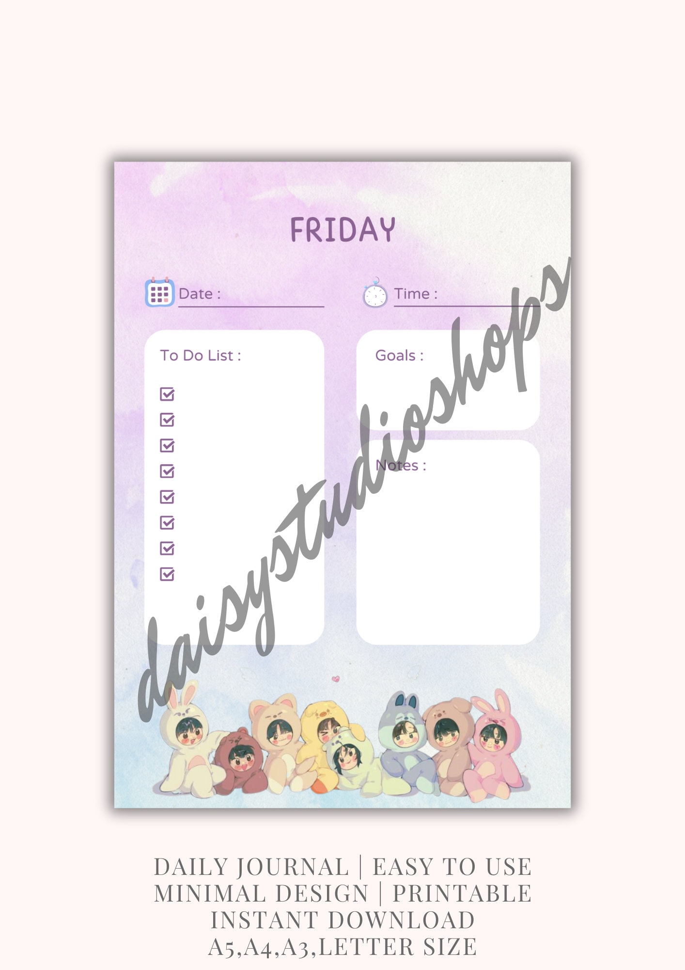 Stray Kids Digital Journal, Daily Planner, SKZ, Printable, Instant ...