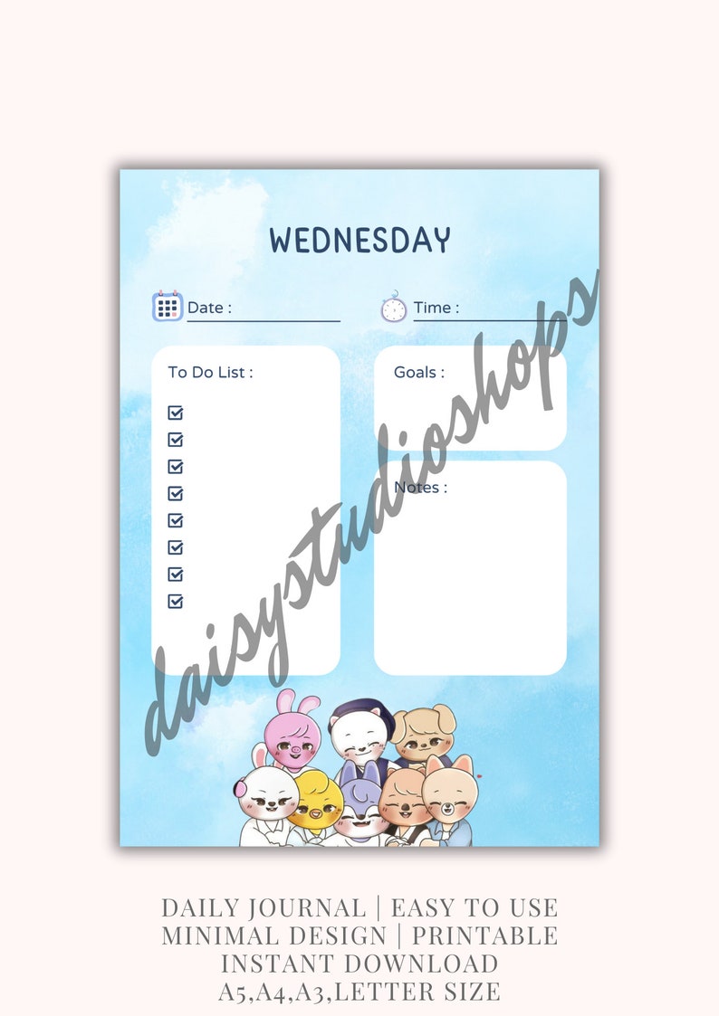 Stray Kids Digital Journal, SKZ Skzoo Theme, 10 Page Daily Planner ...