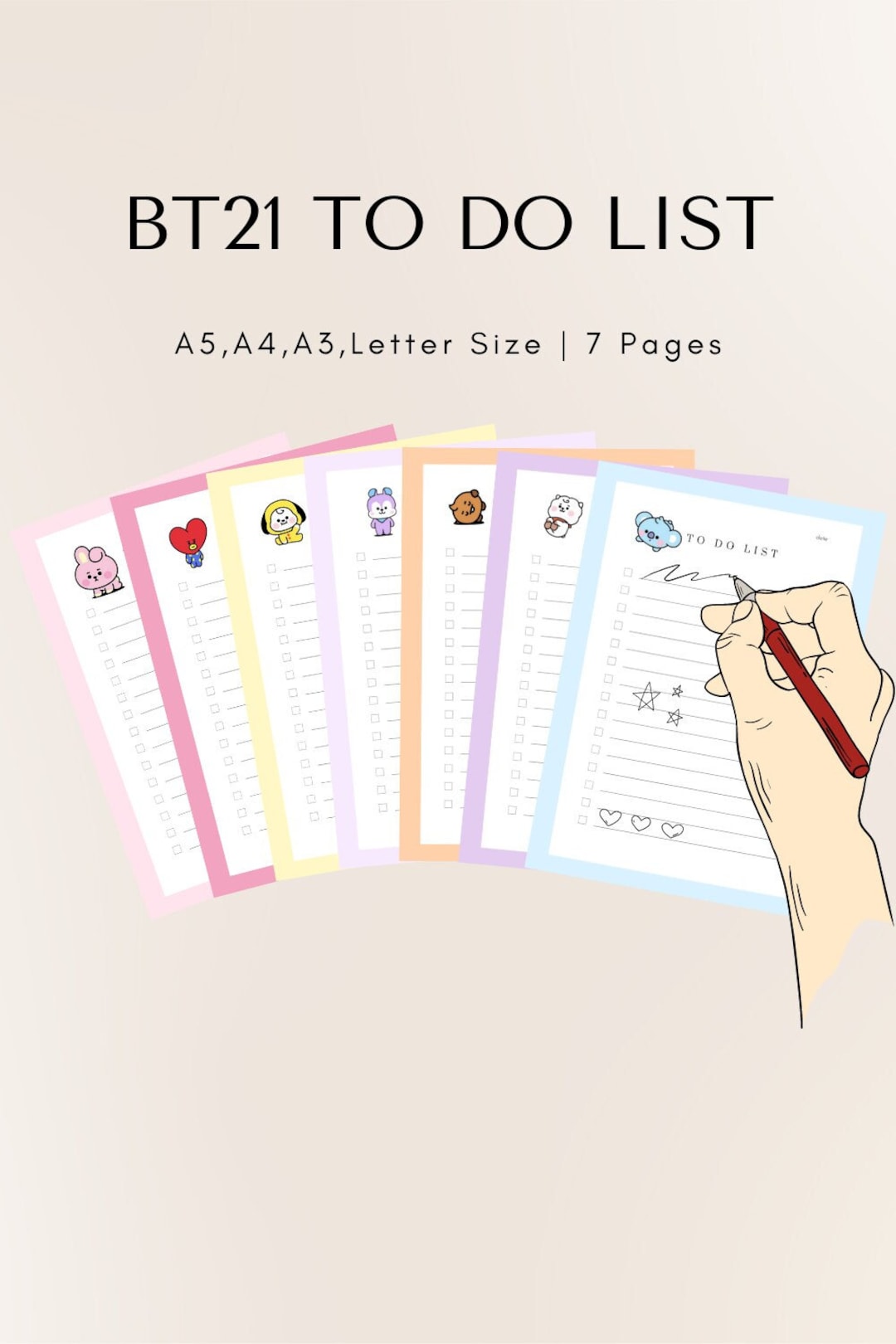 BT21 to Do List, BTS to Do List, Planner Bundle, Printable, Instant ...