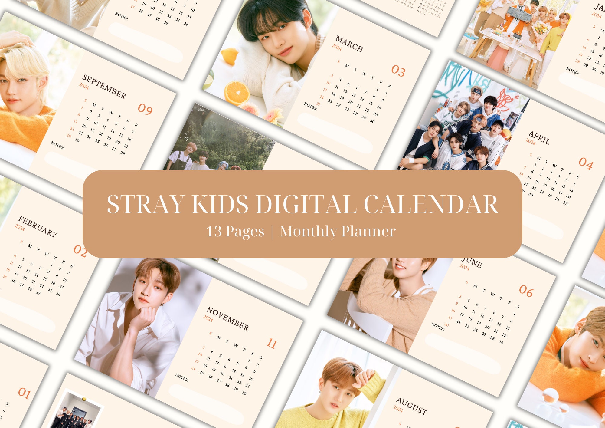 Stray Kids 2024 Calendar, Digital Planner Bundle, Monthly Planner ...