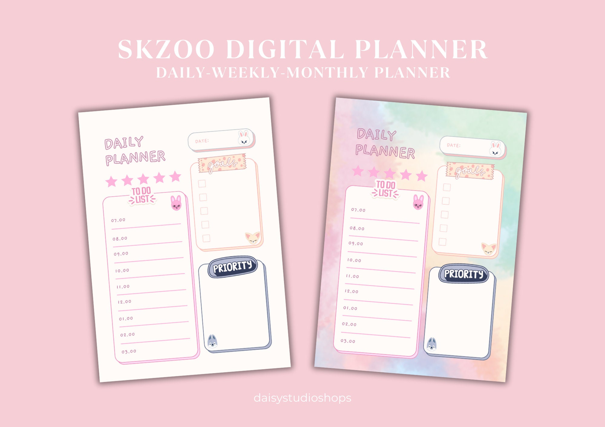 SKZOO Daily Weekly Monthly Planner and Note List, SKZ Planner Bundle ...