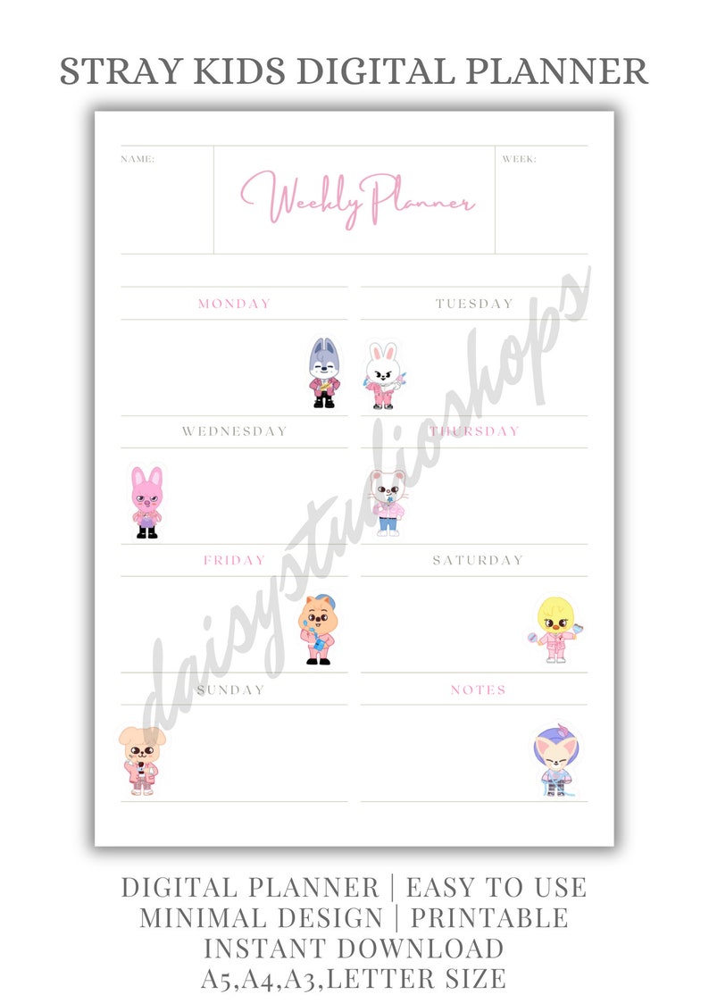Stray Kids Digital Planner, SKZOO Theme, Undated (digital Download) - Etsy