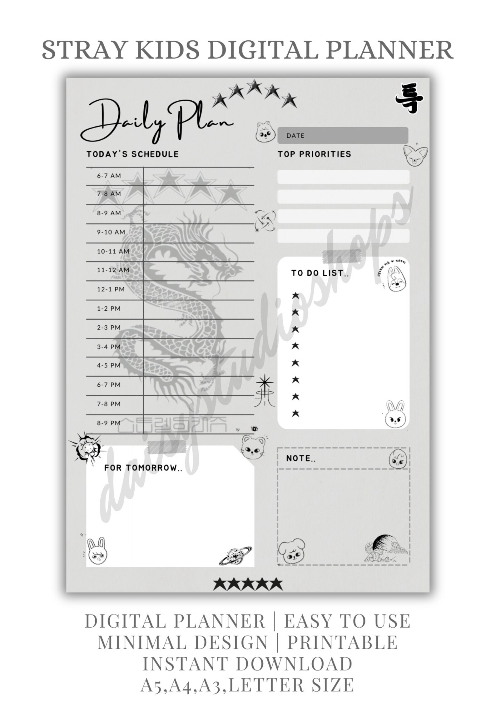 Stray Kids Digital Planner, 5 Star, Weekly Daily Monthly Planner, SKZ ...