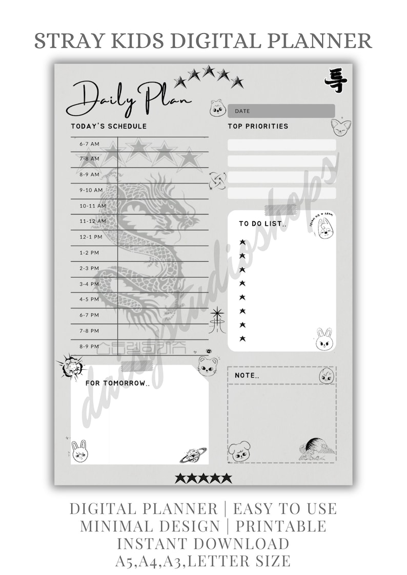 Stray Kids Digital Planner, SKZ Theme, Weekly, Daily, Monthly (instant ...