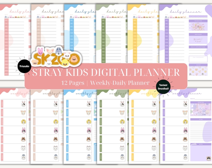 Stray Kids Skzoo Daily Planner - Digital Printable Pdf. - Etsy Canada