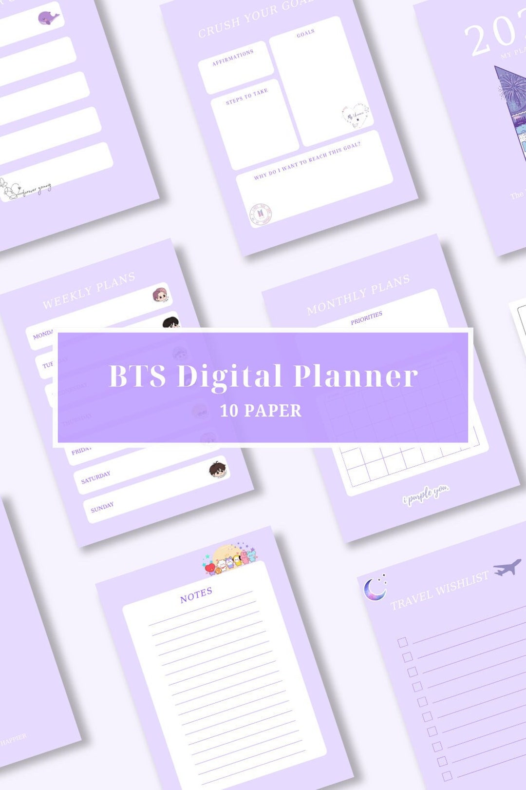 BTS Digital Planner Bundle, Weekly, Monthly, Travel (instant Download ...