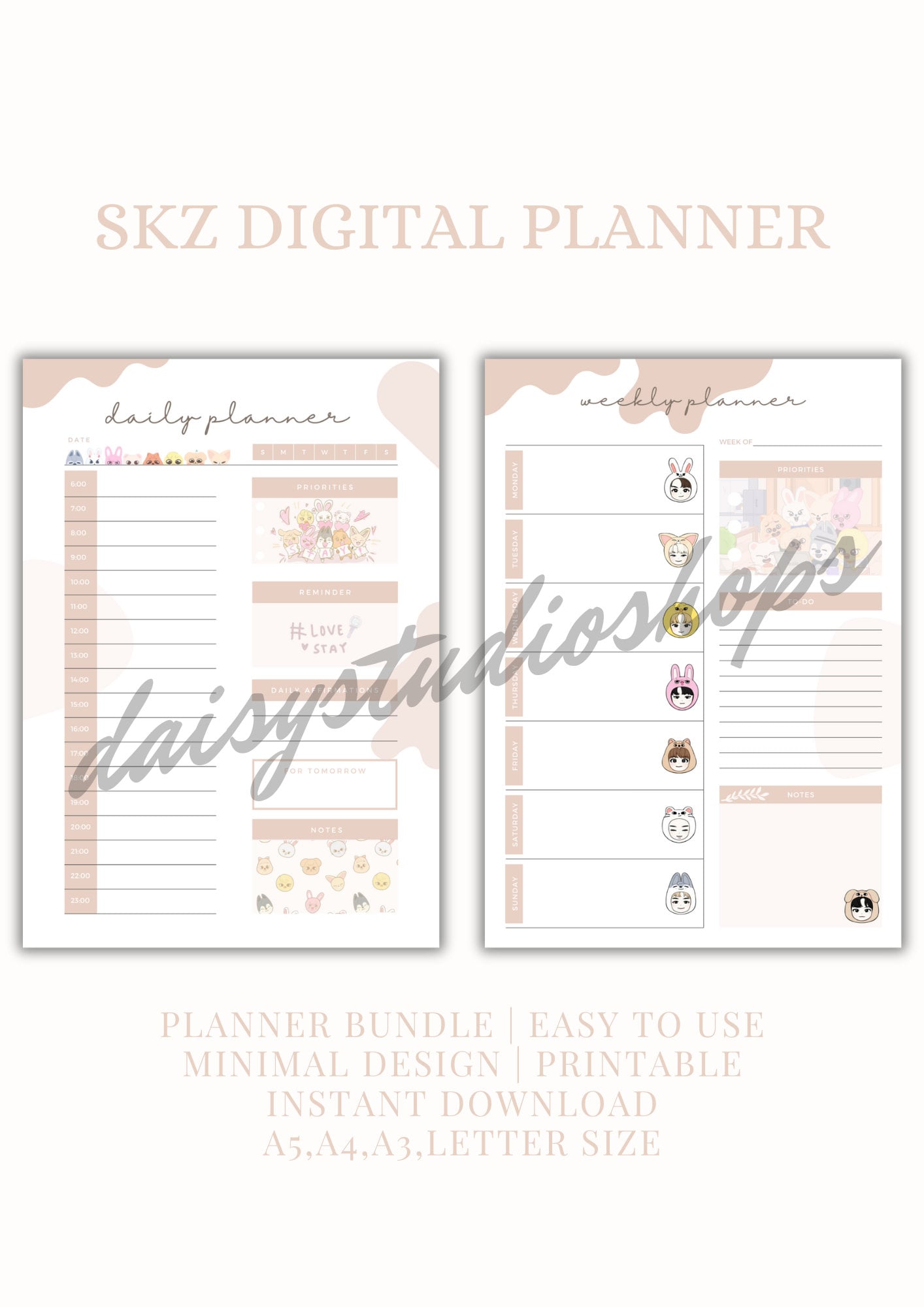 Stray Kids Digital Planner, SKZ Skzoo Theme, Weekly-daily (printable ...