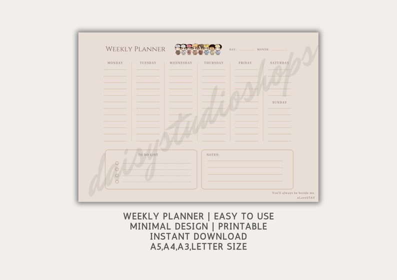 Stray Kids Digital Planner, SKZ Undated Planner, Sticker Sheet ...