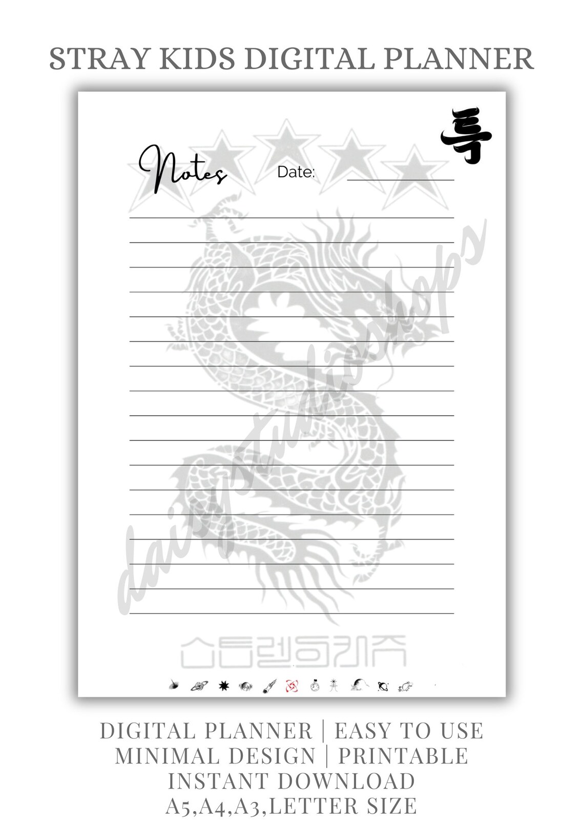 Stray Kids Digital Planner, SKZ Theme, Weekly, Daily, Monthly (instant ...