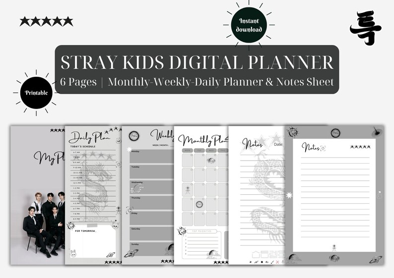 Stray Kids Digital Planner, SKZ Theme, Weekly, Daily, Monthly (instant ...