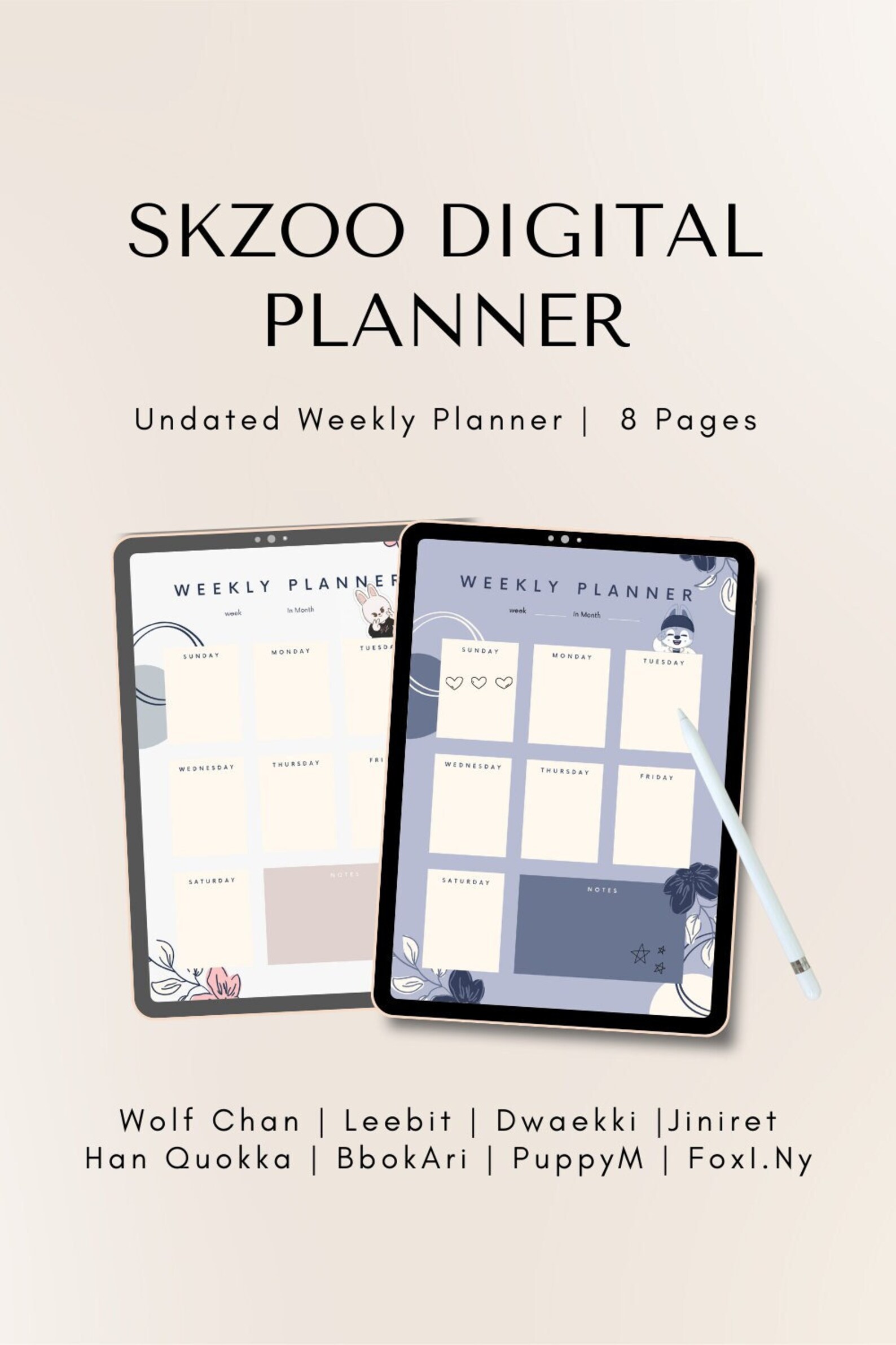SKZOO Weekly Planner, Kpop Digital Download (a4/a5/a3/letter) - Etsy