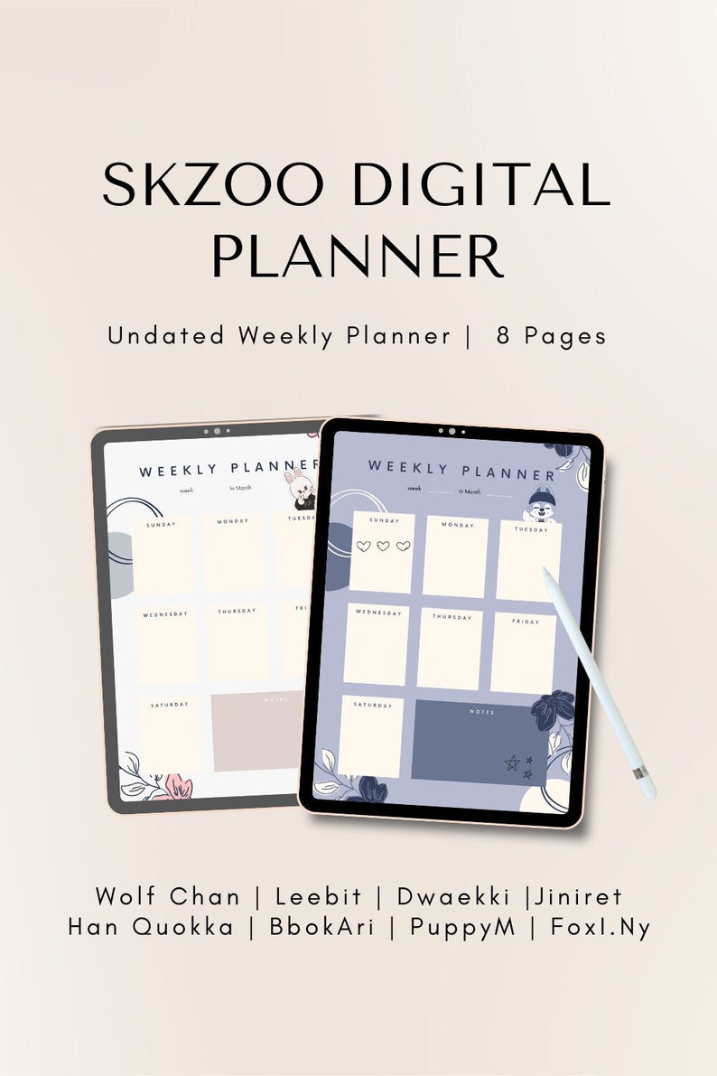 SKZOO Weekly Planner, Kpop Digital Download (a4/a5/a3/letter) - Etsy