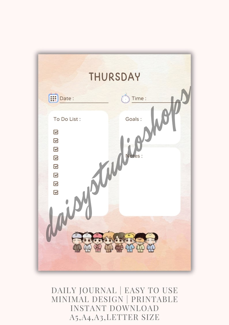 Stray Kids Digital Journal, SKZ Skzoo Theme, 10 Page Daily Planner ...