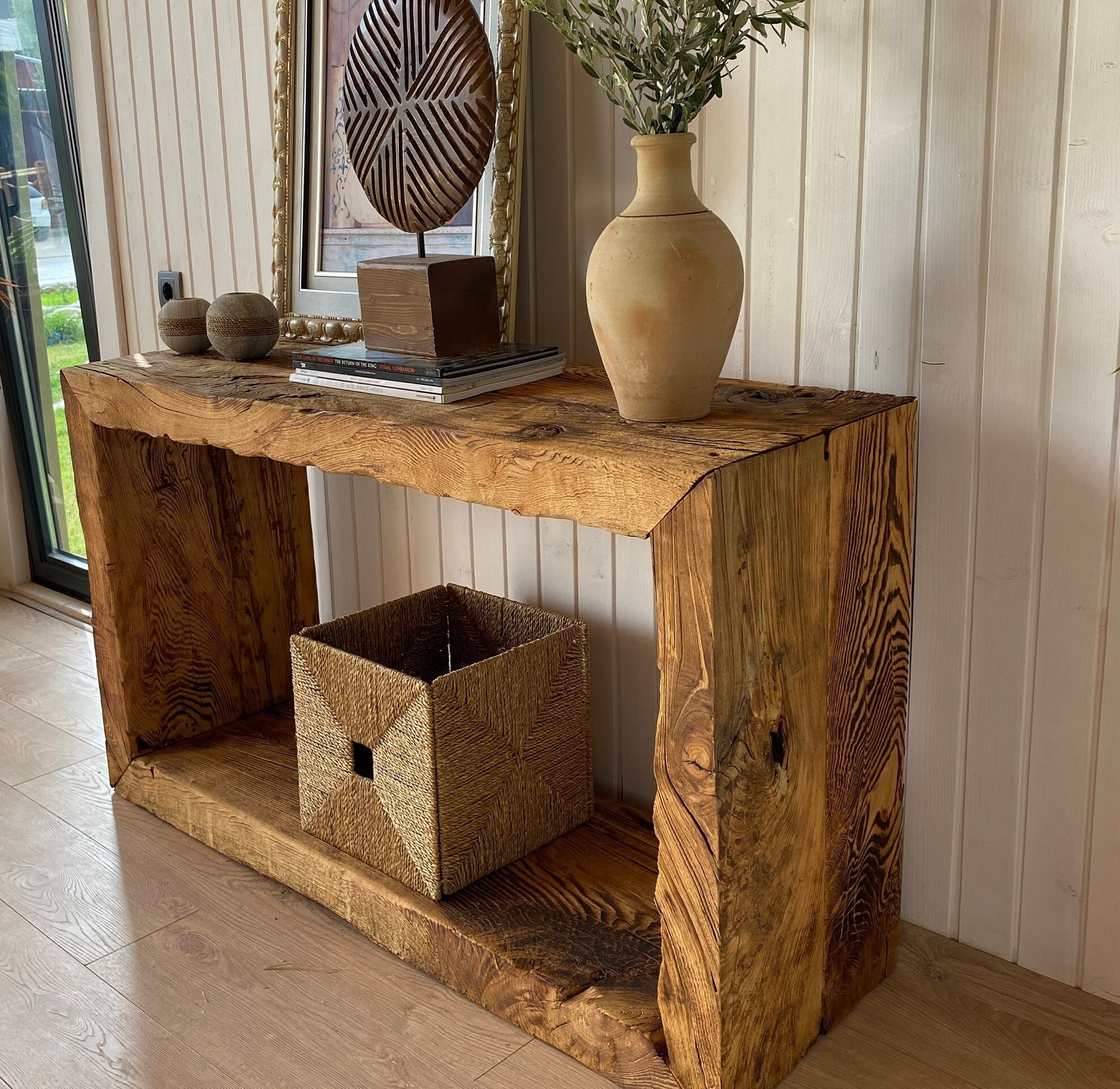 Rustic Entryway Console Table, Handmade Live Edge Furniture, Unique ...