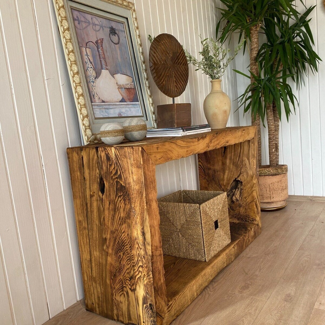 Rustic Entryway Console Table, Handmade Live Edge Furniture, Unique ...