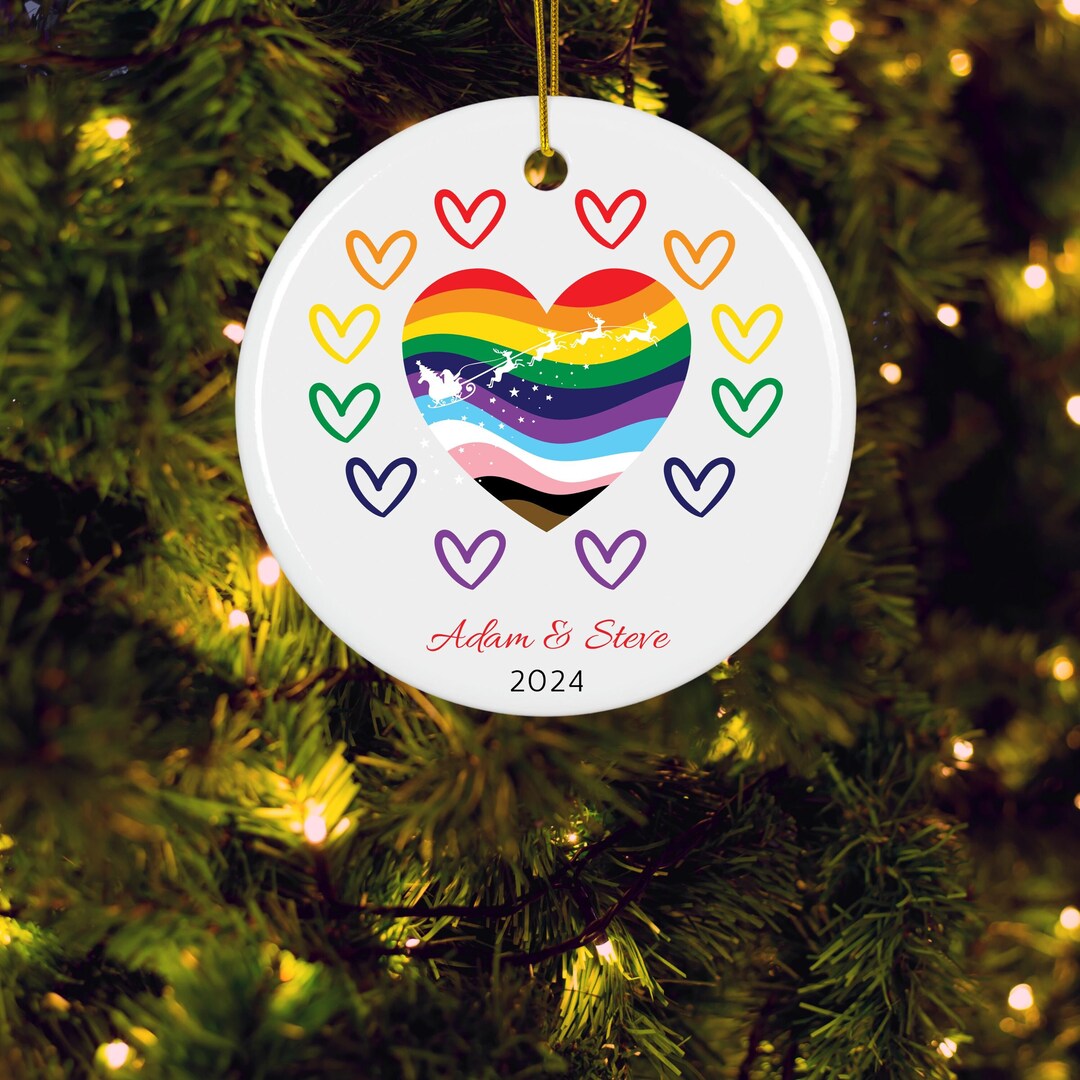 LGBTQ Couple Names and Year Personalized Custom Progress Pride Heart ...