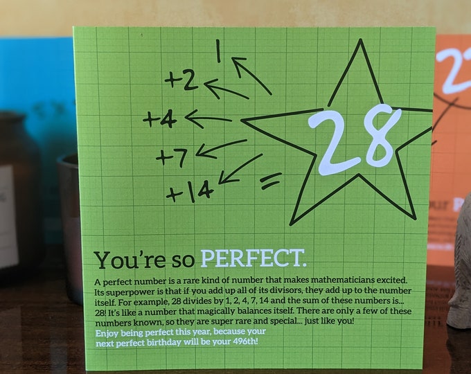 Perfect Number Birthday Card 28th Birthday Card for Geeks and Maths ...