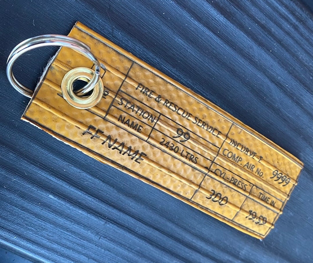 Personalised Reclaimed Fire Hose Firefighter BA Tally Keyring by ...