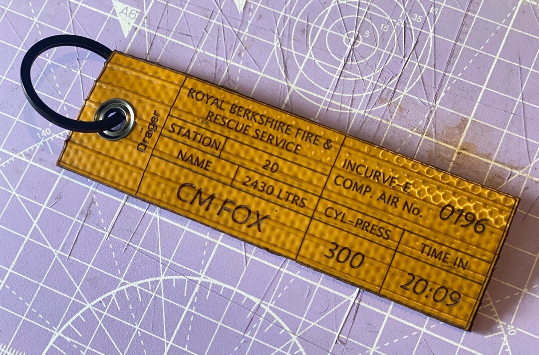 Personalised Reclaimed Fire Hose Firefighter BA Tally Keyring by ...