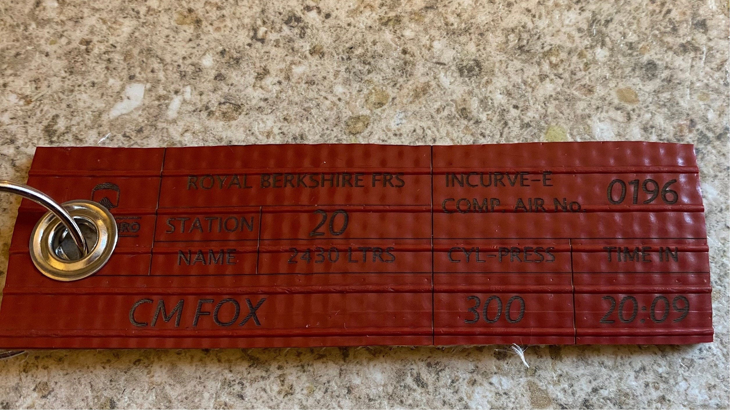 Personalised Reclaimed Fire Hose Firefighter BA Tally Keyring by ...