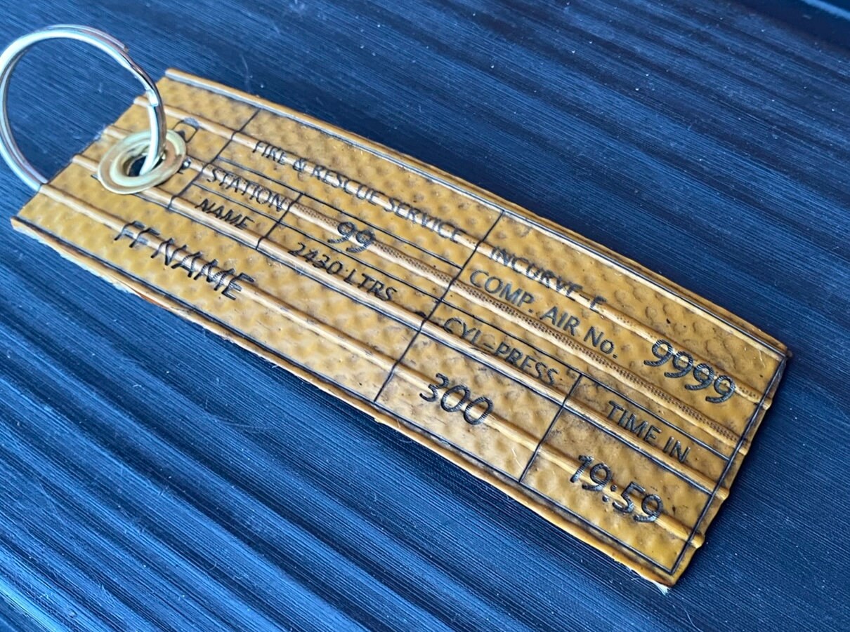 Personalised Reclaimed Fire Hose Firefighter BA Tally Keyring by ...