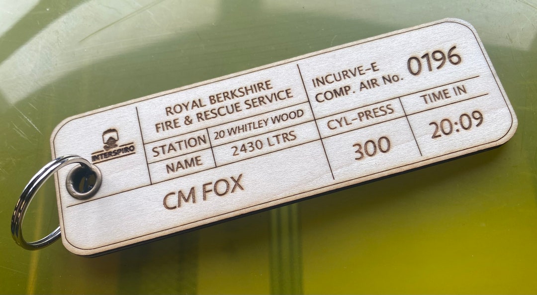 Bespoke Personalised Firefighter's Breathing Apparatus (BA) Tally Name ...