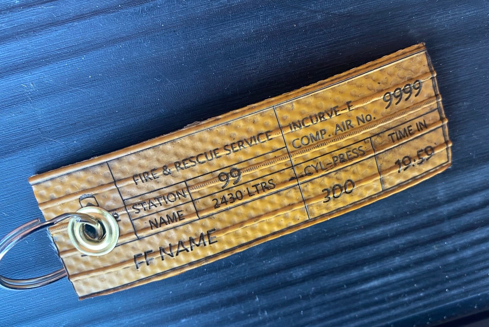 Personalised Reclaimed Fire Hose Firefighter BA Tally Keyring by ...