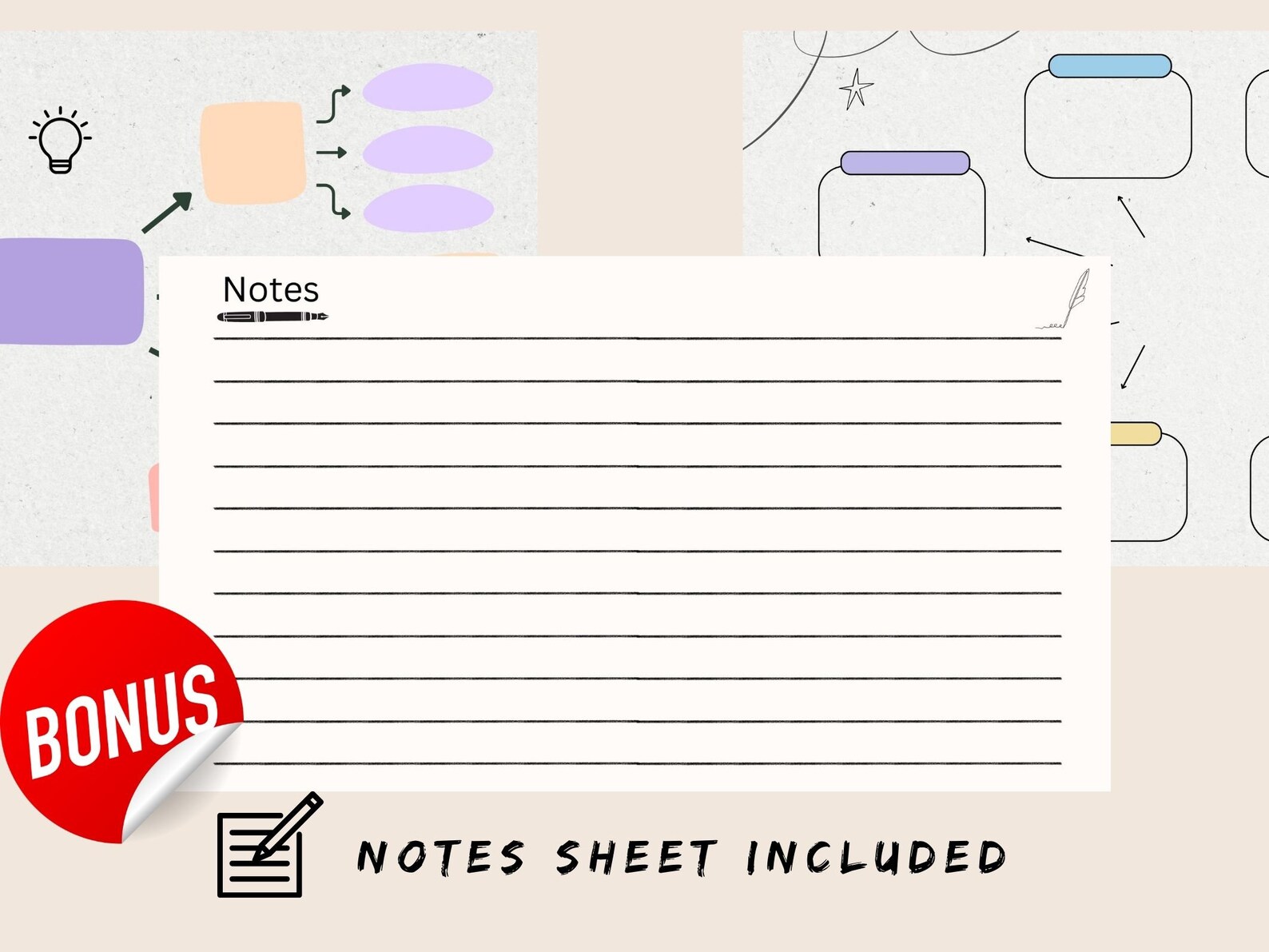 Mind Map PDF | Printable Mind Mapping Template | Bonus Notes Sheet ...