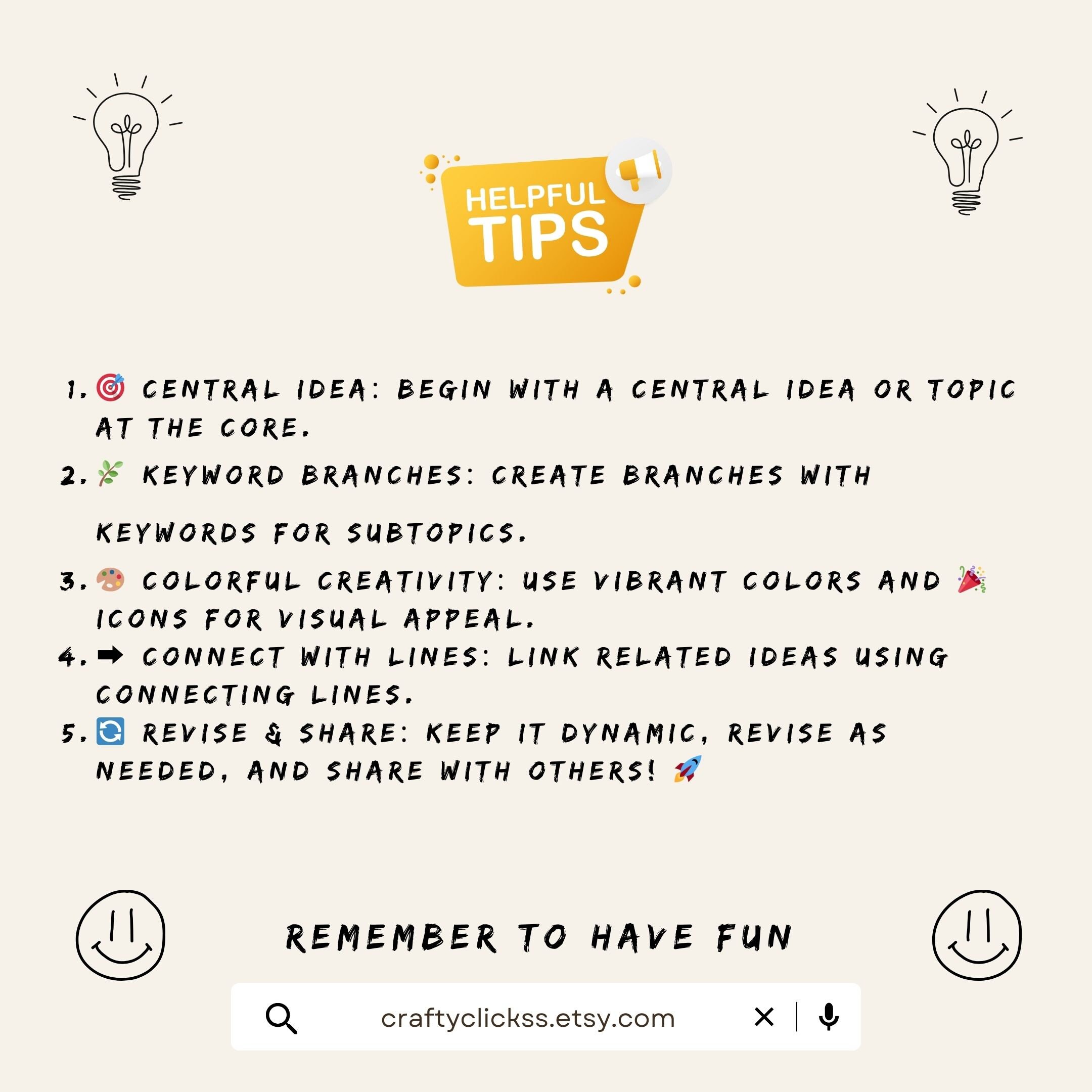 Simple Mind Map PDF | Printable Mind Mapping Template | Bonus Notes ...