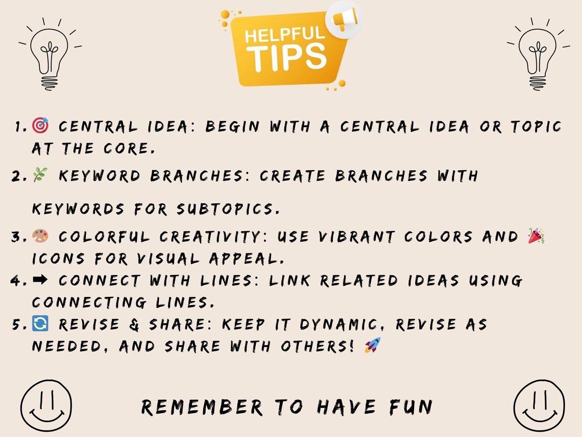 Mind Map PDF | Printable Mind Mapping Template | Bonus Notes Sheet ...